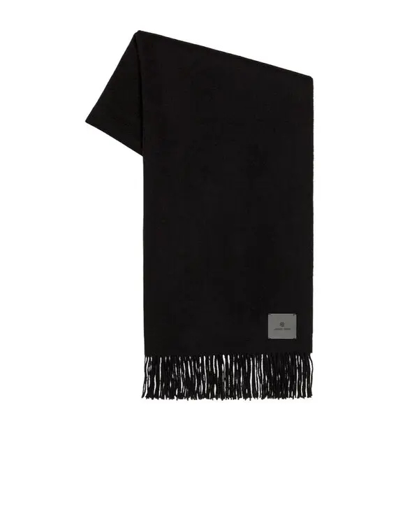 ANINE BING Augustina Fringed Wool Scarf - Black