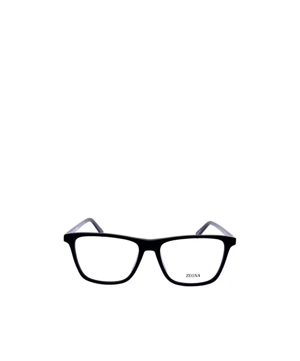 Zegna Rectangular Full Rim Eyeglasses - Black