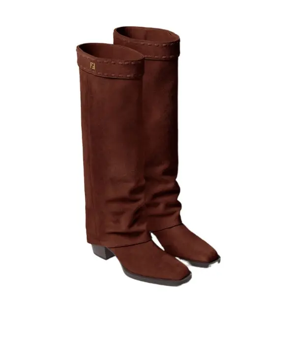 Fendi Minerva Square-toe Boots - Wine Red