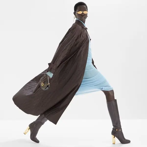 Fendi Ff Jacquard Belted Coat - Brown