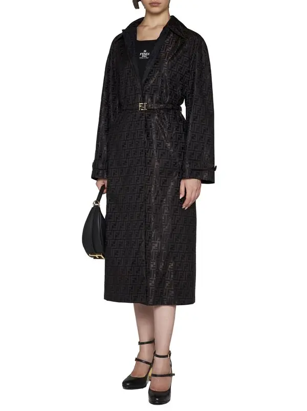 Fendi Ff Jacquard Belted Coat