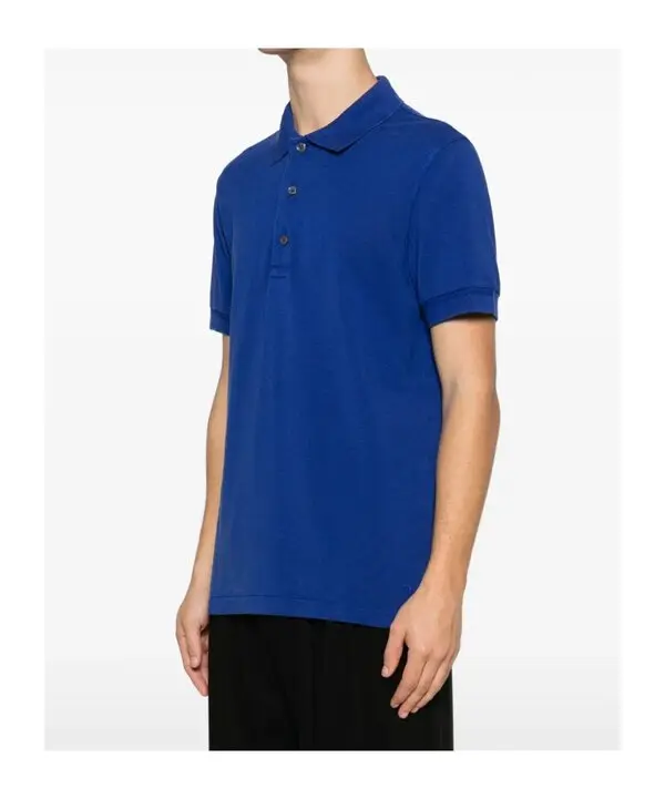 TOM FORD Button-down Short-sleeved Polo Shirt - Blue