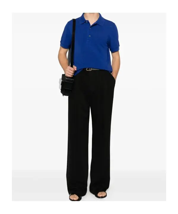 TOM FORD Button-down Short-sleeved Polo Shirt - Blue