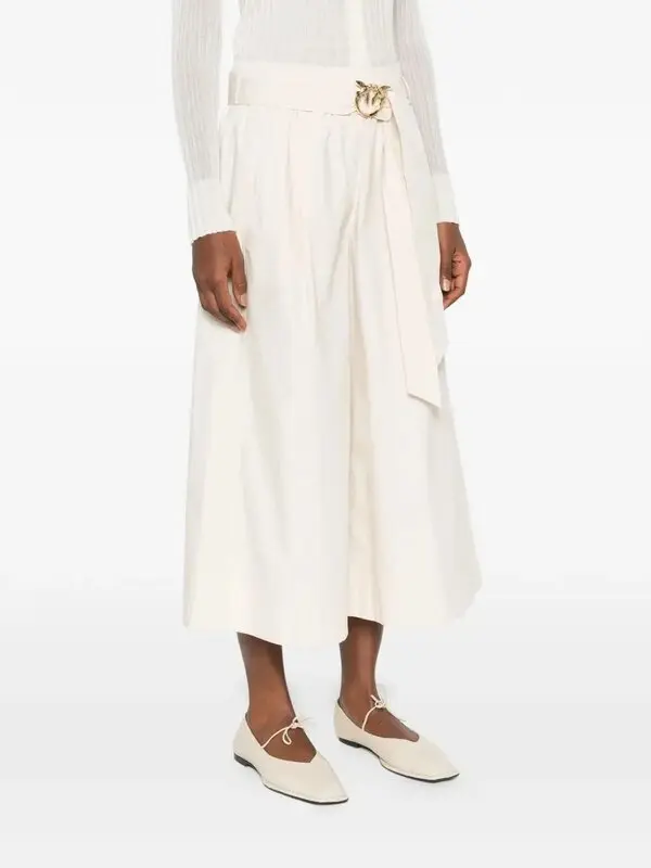 Pinko Doreen Wide Leg Pants With Waist Tie Detail - White