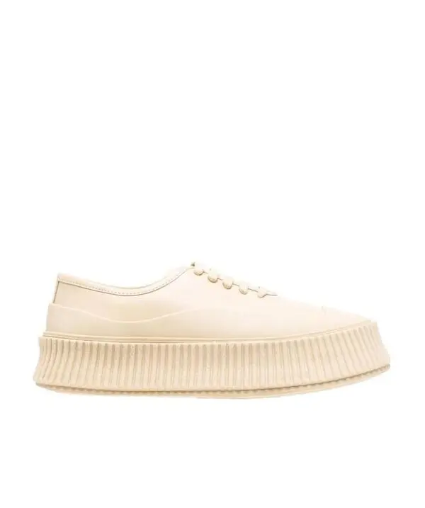 JIL SANDER Leather Lace-up Sneakers With Ridged Sole - Nude