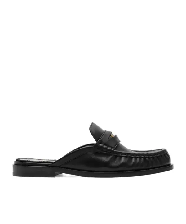 Burberry Cadet Gathered Leather Mules - Black