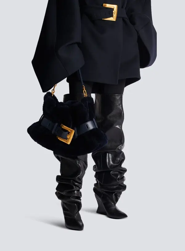 Balmain Medium Shearling Anthem Bag