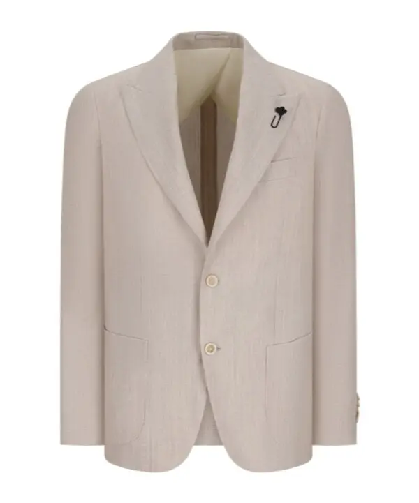 LARDINI Notched Lapel Tailored Jacket - Nude