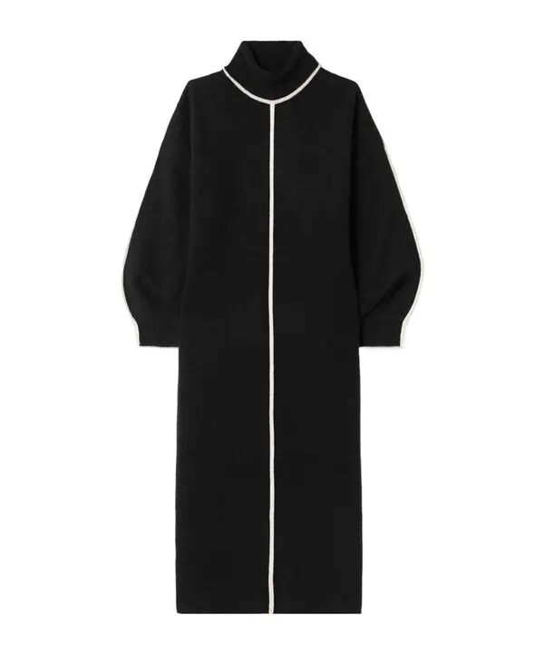 Staud Apres Knitted Turtleneck Dress - Black
