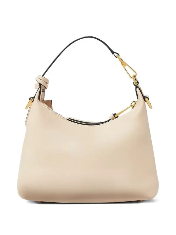 Versace Logo Plaque Zipped Shoulder Bag - Light Brown
