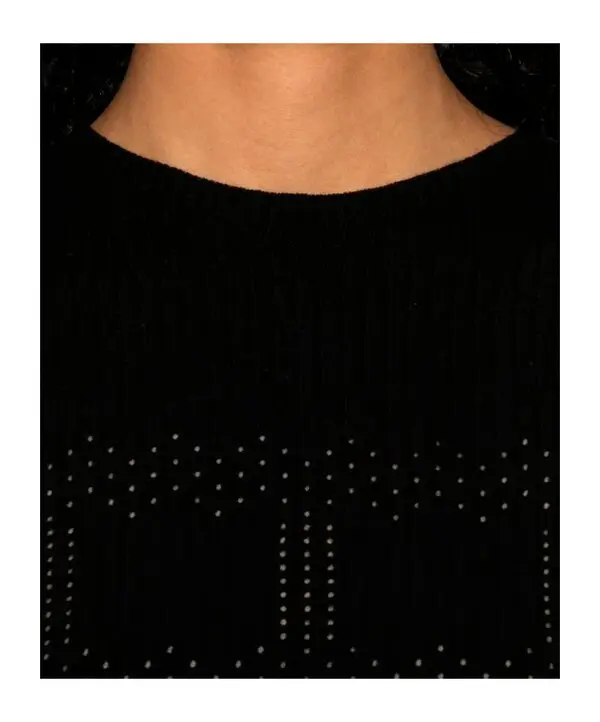 TWINSET Ribbed Knit Top With Openwork Details - Black
