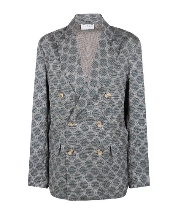 PIERRE-LOUIS MASCIA Double-breasted Patterned Blazer - Grey