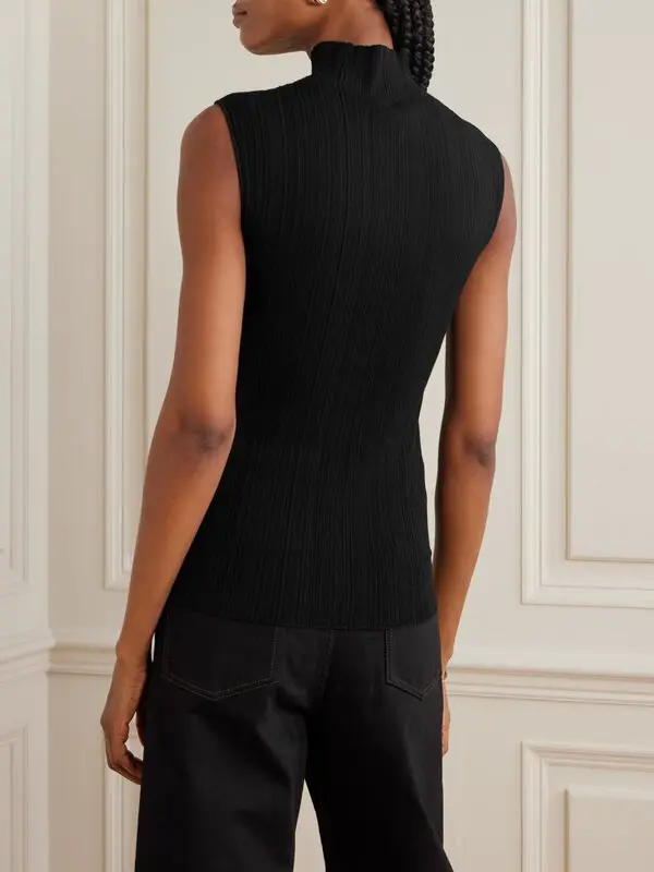 Proenza Schouler Federica Ribbed Knit High Neck Top