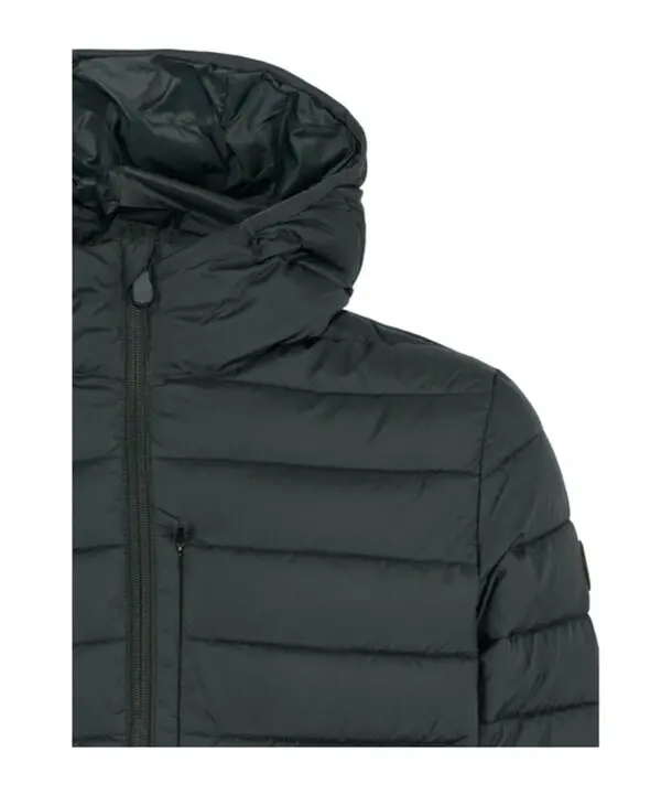 SAVE THE DUCK Hooded Puffer Jacket With Logo Patch - Black