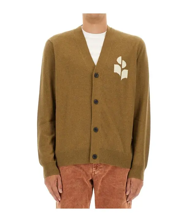 Isabel Marant Étoile Logo Intarsia-knit V-neck Cardigan - Brown