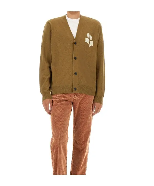 Isabel Marant Étoile Logo Intarsia-knit V-neck Cardigan - Brown