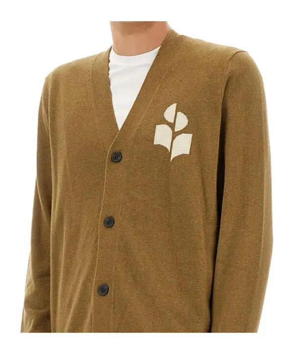 Isabel Marant Étoile Logo Intarsia-knit V-neck Cardigan - Brown
