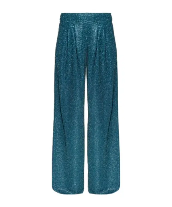 Oseree Lurex Thread Wide Leg Pants - Blue