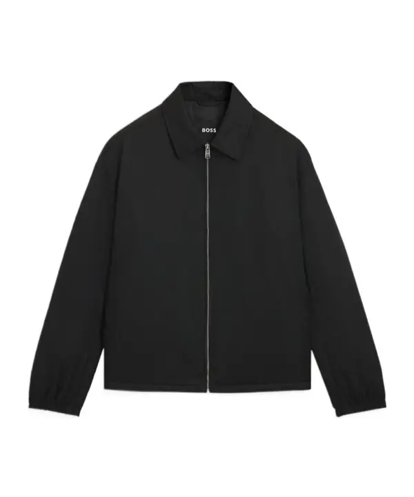 Hugo Boss Zip-up Jacket With Shirt Collar - Black