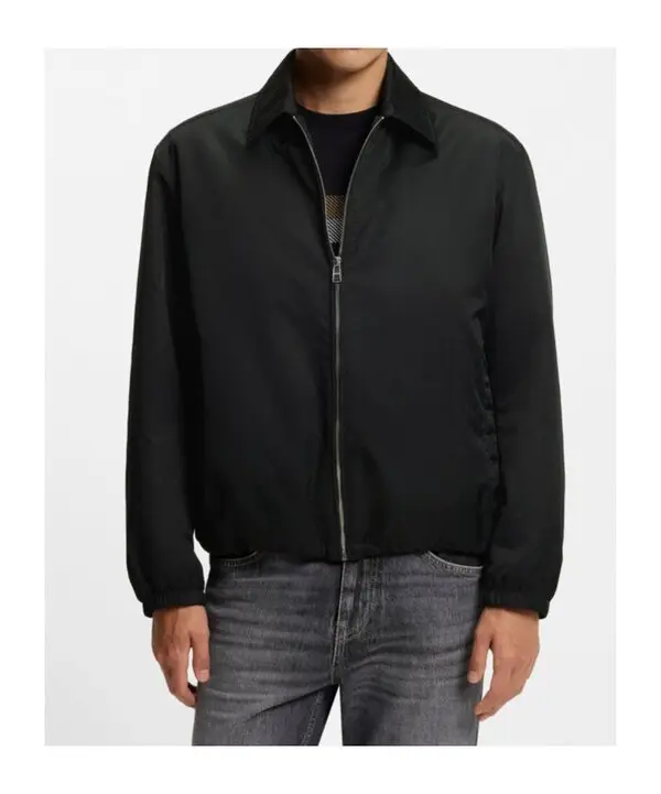 Hugo Boss Zip-up Jacket With Shirt Collar - Black