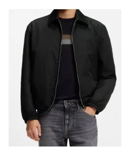 Hugo Boss Zip-up Jacket With Shirt Collar - Black
