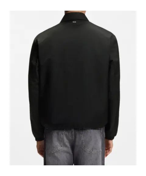 Hugo Boss Zip-up Jacket With Shirt Collar - Black