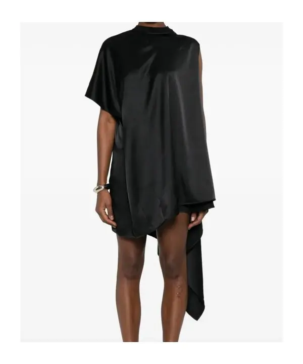 Coperni Asymmetrical Crew Neck Dress - Black