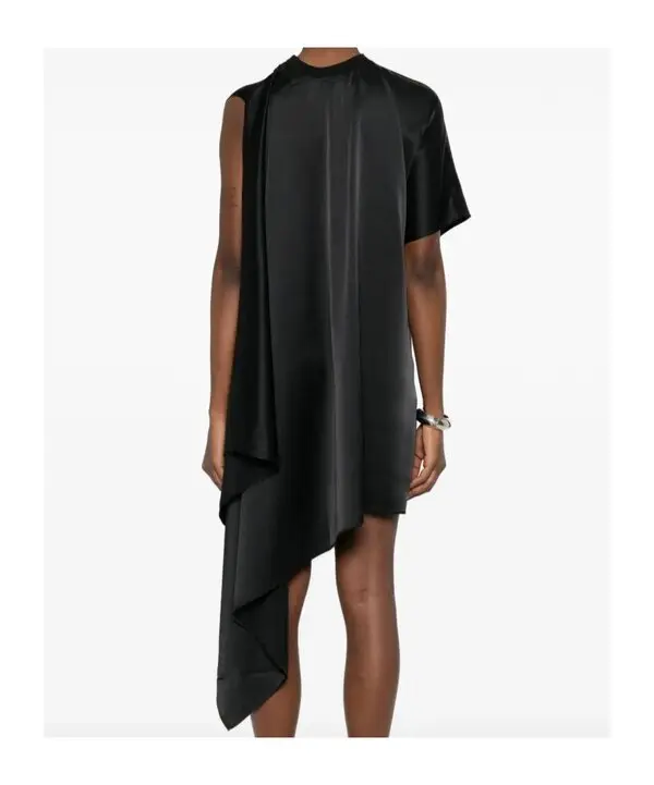 Coperni Asymmetrical Crew Neck Dress - Black