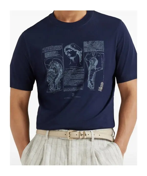 Brunello Cucinelli Graphic Printed Crewneck T-shirt