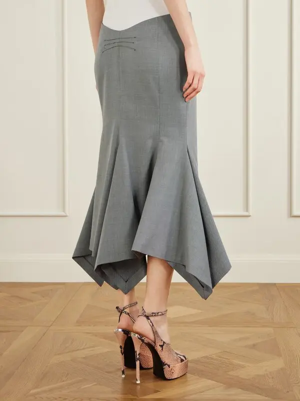 Attico Wool Blend Midi Skirt