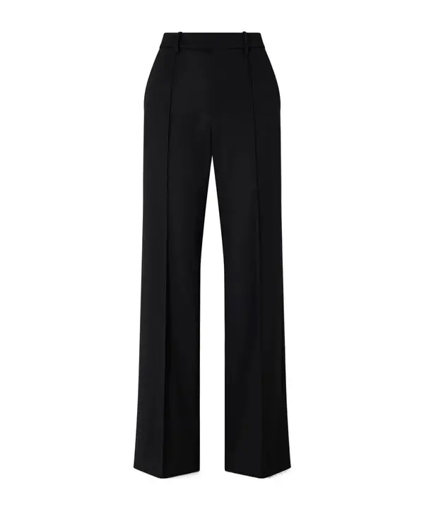 NILI LOTAN Wool Twill Pleated Straight-leg Trousers