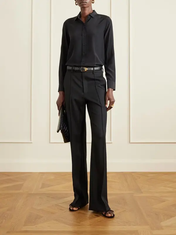 NILI LOTAN Wool Twill Pleated Straight-leg Trousers