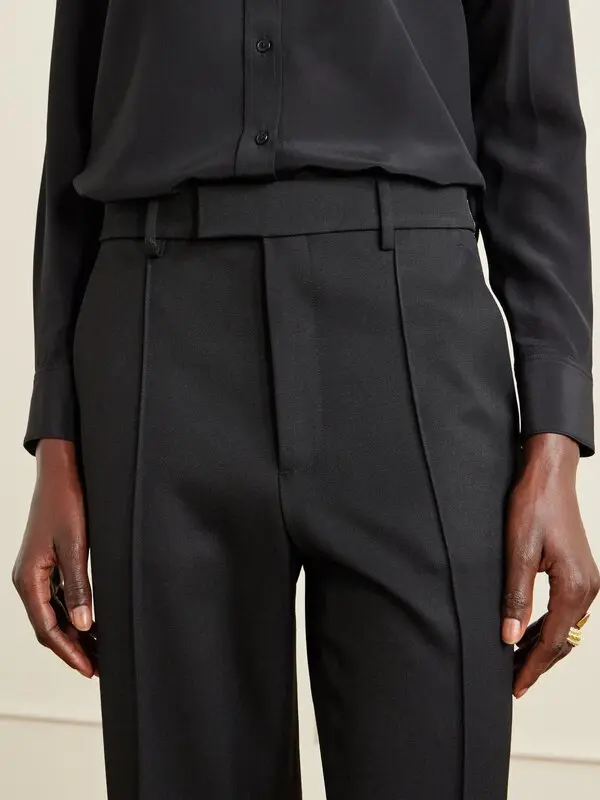 NILI LOTAN Wool Twill Pleated Straight-leg Trousers