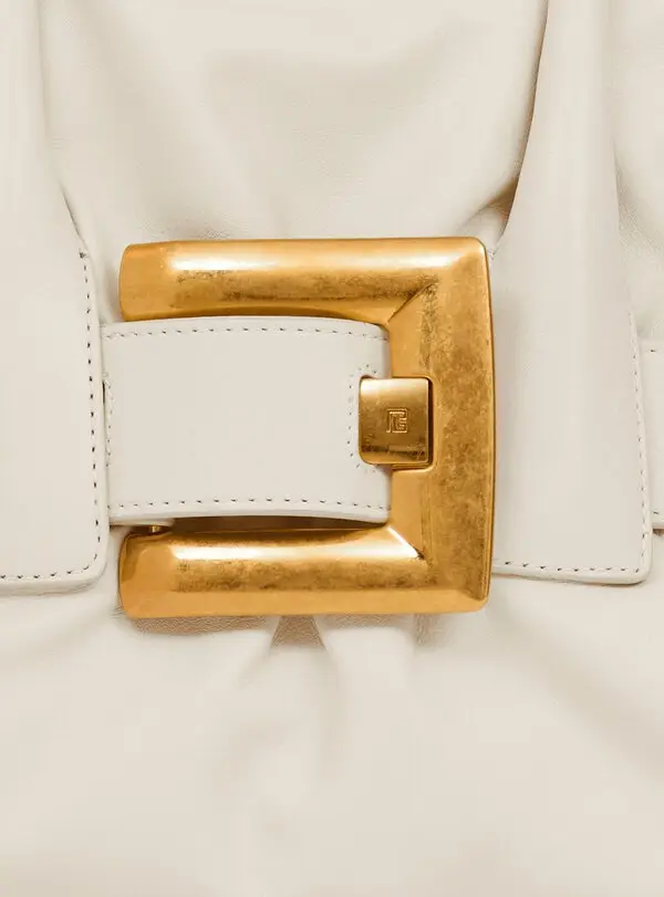 Balmain Large Calfskin Belted Tote Bag - White