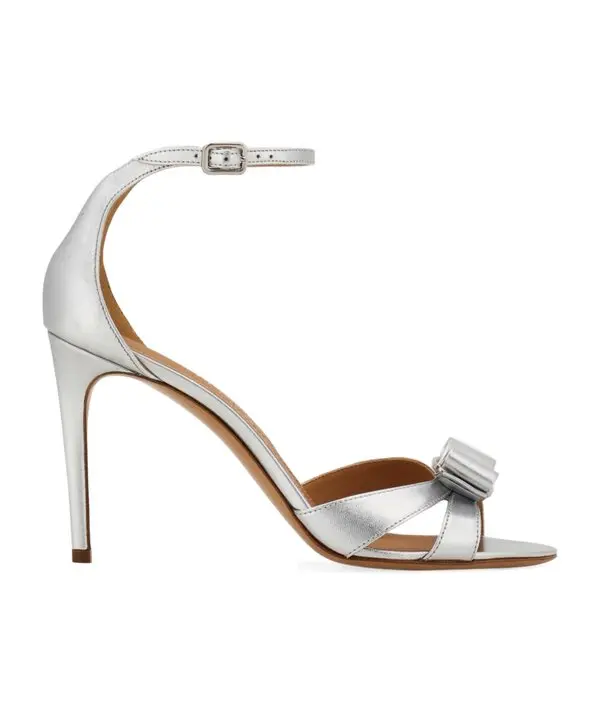 FERRAGAMO Vara Bow Stiletto Sandals - Silver