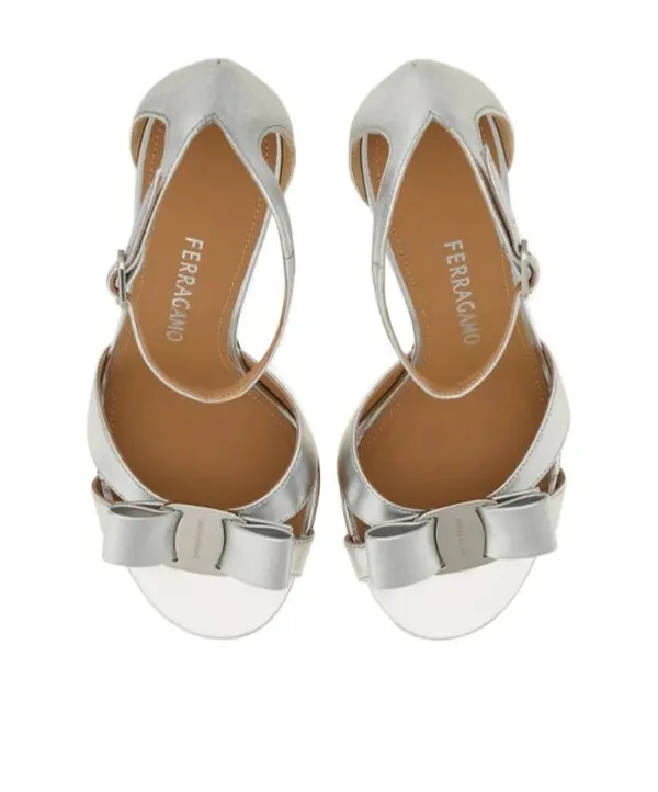 FERRAGAMO Vara Bow Stiletto Sandals - Silver