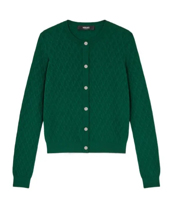 Versace Jacquard Knit Cardigan With Medusa Buttons