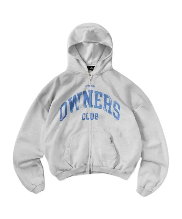 REPRESENT Owners Club Zip Through Hoodie - Ice Gray