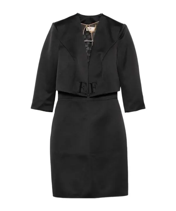 Elisabetta Franchi Duchess Satin And Tulle Jacket Dress - Black