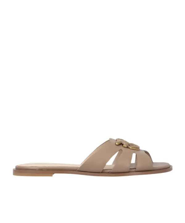 Pinko Love Birds Cut-out Flat Sandals - Tobacco Brown