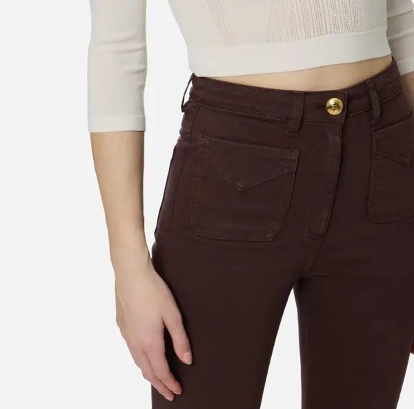Elisabetta Franchi Flared Jeans With Patch Pockets - Cocoa