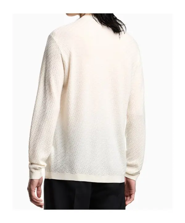 Emporio Armani Crewneck Textured Long Sleeve Sweater - Light Brown