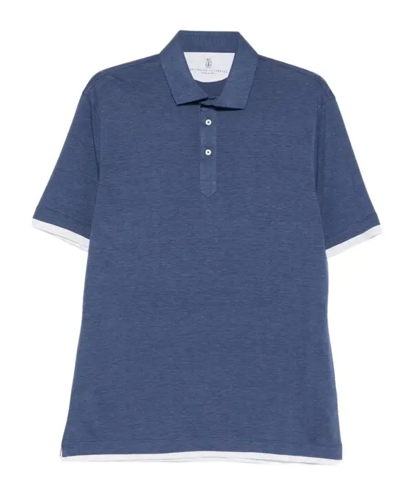 Brunello Cucinelli Contrast Trim Polo Shirt - Blue