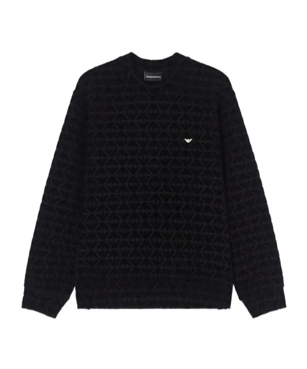 Emporio Armani Logo-embroidered Patterned Sweatshirt