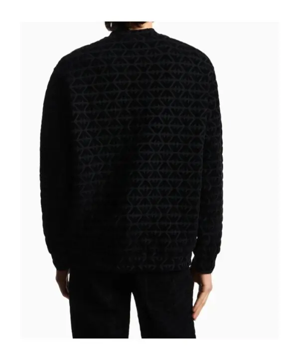 Emporio Armani Logo-embroidered Patterned Sweatshirt