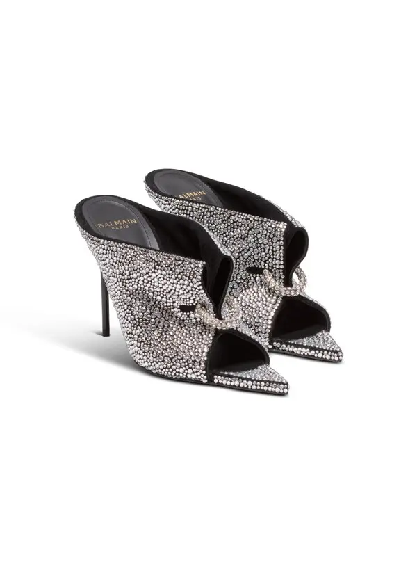 Balmain Embellished Pointed Toe Stiletto Mules