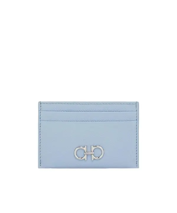 FERRAGAMO Gancini Leather Card Holder - Blue