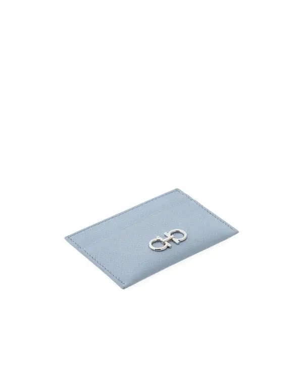 FERRAGAMO Gancini Leather Card Holder - Blue