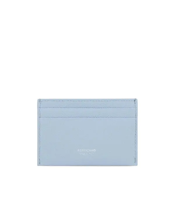 FERRAGAMO Gancini Leather Card Holder - Blue