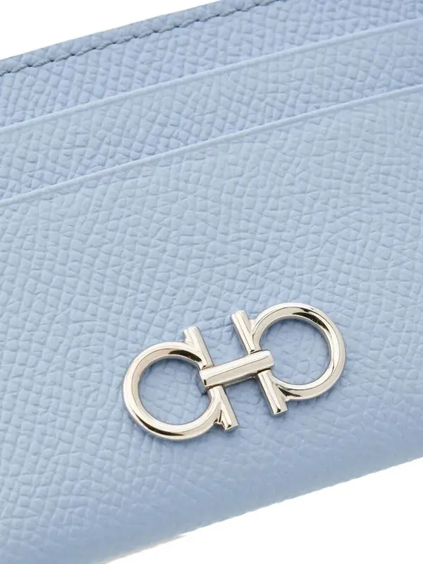 FERRAGAMO Gancini Leather Card Holder - Blue